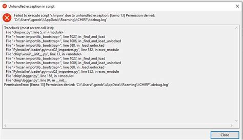 Bug Error At Startup CHIRP
