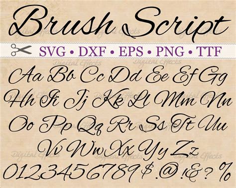 BRUSH Script Font Calligraphy Font Svg Dxf Eps Png TTF Files Wedding Font Cursive Font