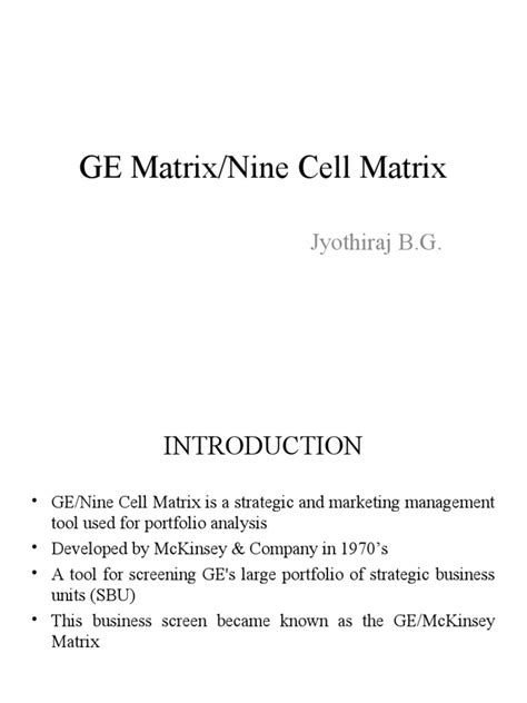 Nine Cell Matrix Pres Pdf Economics Marketing