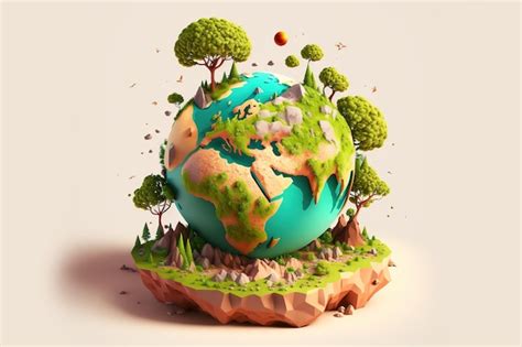 Premium Photo 3d Full Body Earth In Cartoon Style Full Studio Center