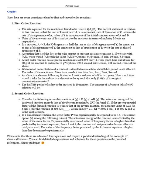 First Order Reaction Second Order Reaction Pdf