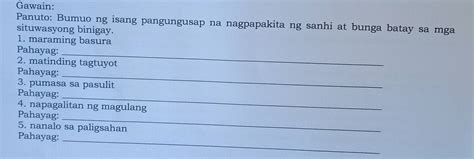 Gawain Panuto Bumuo Ng Isang Pangungusap Na StudyX