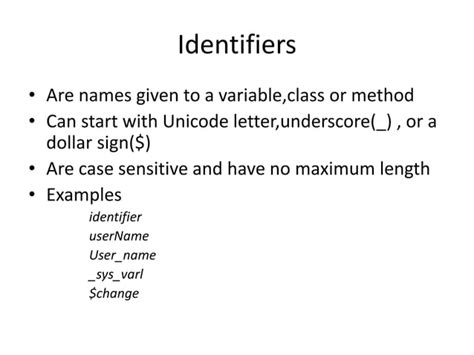 Identifiers Keywords And Types Pptx Programming Languages Computing