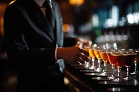 Premium Ai Image Bartender Serving Drinks At Corporate Cocktail Party