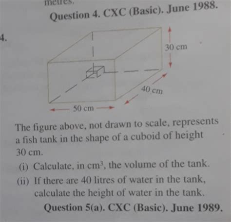solved metres question 4 cxc basic june 1988 4 the figure above