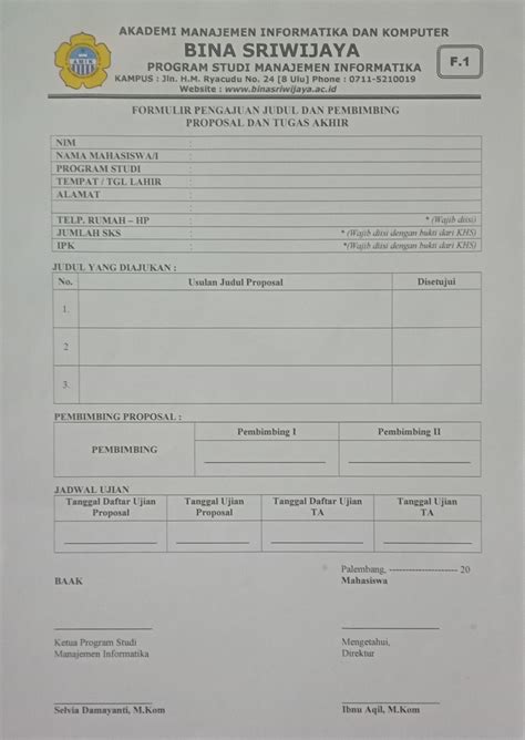 Proposal Pengajuan Judul Tugas Akhir Tulisan