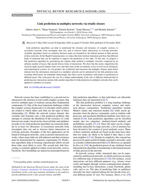 Pdf Link Prediction In Multiplex Networks Via Triadic Closure