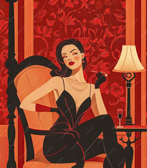 Premium Photo Retro Vintage Woman Illustration Inspired On The