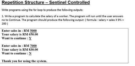 Solved Repetition Structure Sentinel Controlled Write Chegg