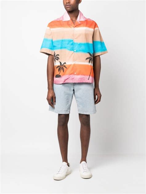Barrow Palm Tree Print Shirt Pink Farfetch