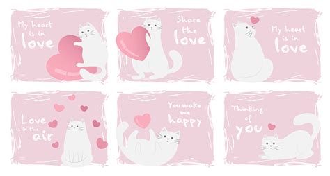 마음 귀여운 사랑 발렌타인 데이 고양이 슬로건이 있는 카드 귀여운에 대한 스톡 벡터 아트 및 기타 이미지 귀여운 낙서