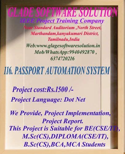 Passport Automation System Dot Net At Best Price In Kanyakumari Id