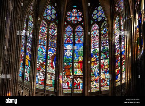 Medieval Gothic Stained Glass Window Showing Scenes From The Martyrdom