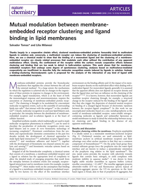 Pdf Mutual Modulation Between Membrane Embedded Receptor Clustering
