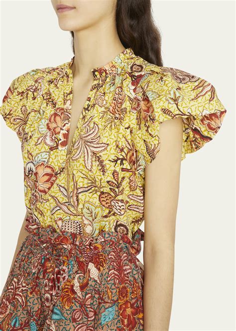 Ulla Johnson Evelyn Floral Cotton Poplin Top Bergdorf Goodman