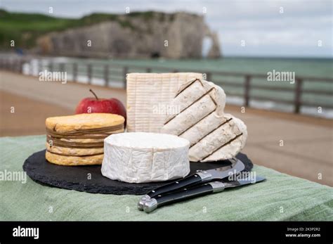 Four Famous Cheeses Of Normandy Squared Pont Leveque Round Camembert