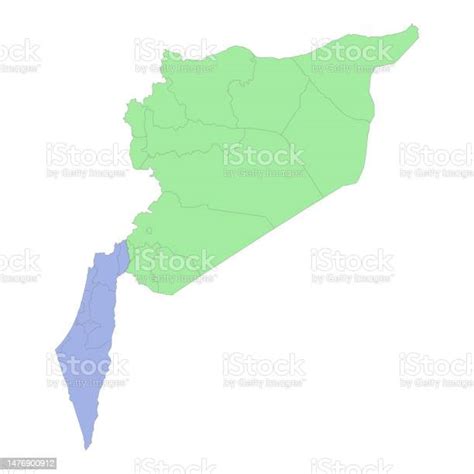 High Quality Political Map Of Israel And Syria With Borders Of The