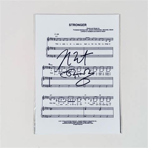 Kanye West Stronger Autographed A4 Sheet Music Etsy