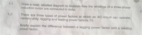 Solved 1 1 Draw A Neat Labelled Diagram To Illustrate How The Windings Of A Three Phase