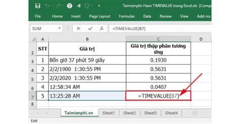 Cách sử dụng hàm TIMEVALUE trong Excel dễ dàng