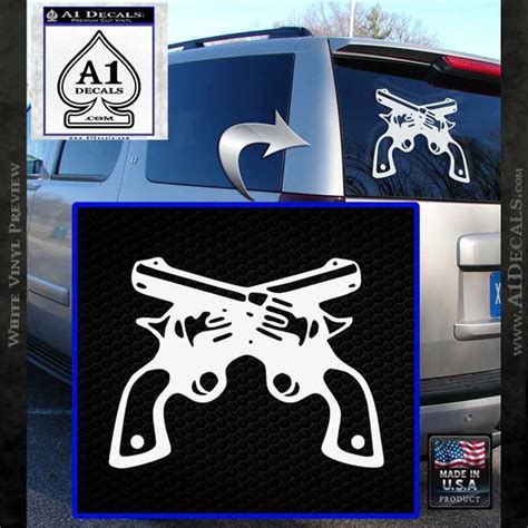 Crossed Pistols Revolvers Int Decal Sticker A1 Decals