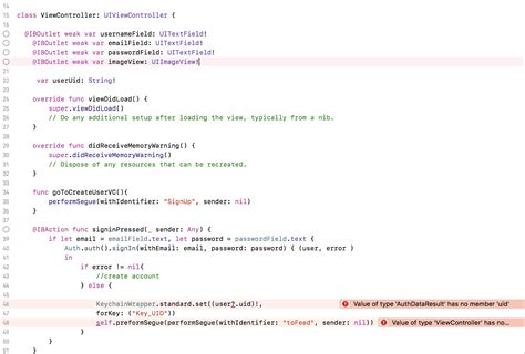 Swift Error Is Value Of Type Authdataresult Has No Member Uid