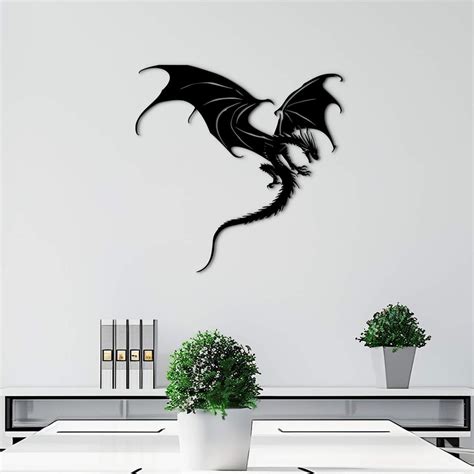 Настінний декор для дому Woodyard декоративне панно з дерева Дракон у небесах картина лофт 70x70