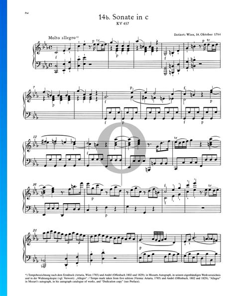 Sonate Pour Piano No Do Mineur KV Molto Allegro Wolfgang Amadeus Mozart