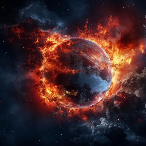 El Planeta Tierra En Llamas En El Espacio Foto Premium