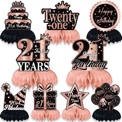 Black Gold 21st Birthday Honeycomb Table Centrepiece Party Supplies