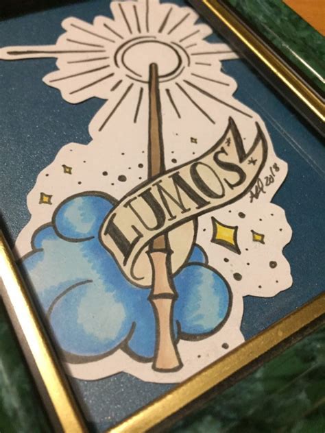 Original Framed Harry Potter Lumos Spell Ink Drawing Sailor Etsy