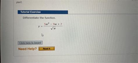 Solved Part Tutorial Exercise Differentiate The Function