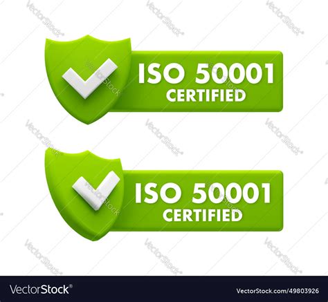 Iso 50001 Certified Badges Energy Management Vector Image