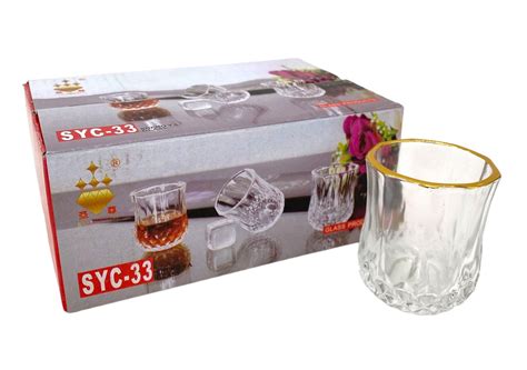 6 Pc Shot Glass Gold Rim Kitchen Depot