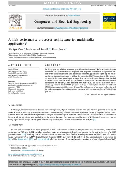 pdf a high performance processor architecture for multimedia applications