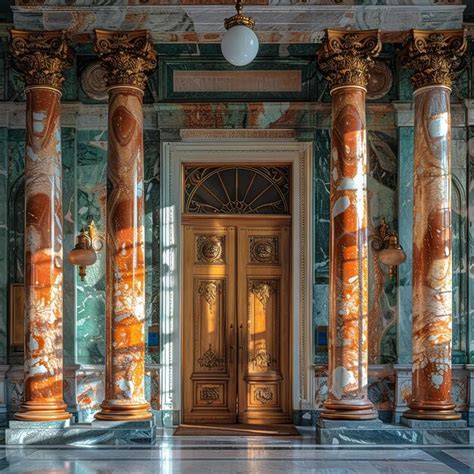 Entrance With Classical Columns Premium Ai Generated Image