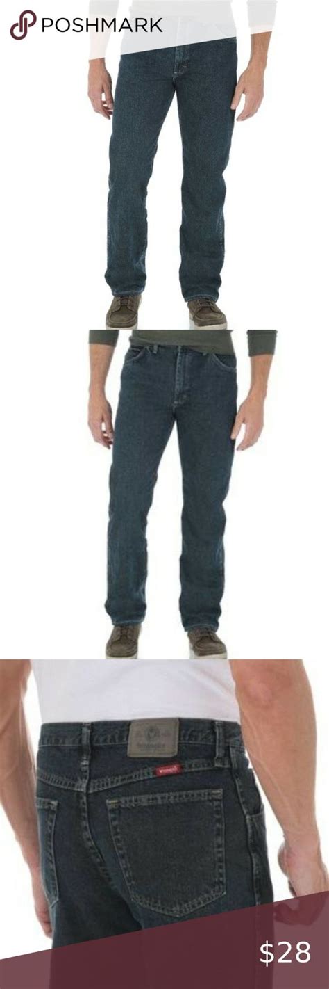 Wrangler Mens Regular Fit Straight Leg Blue Jeans Size 38x34 Straight