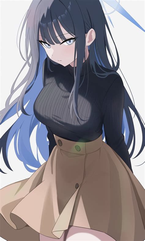 Safebooru 1girl Absurdres Arms Behind Back Black Hair Black Shirt