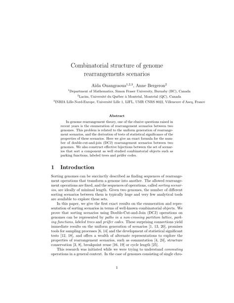 Pdf Combinatorial Structure Of Genome Rearrangements Scenarios