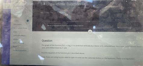 solved graph of the function f x log4 x stretched