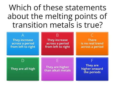 Transition Elements Quiz
