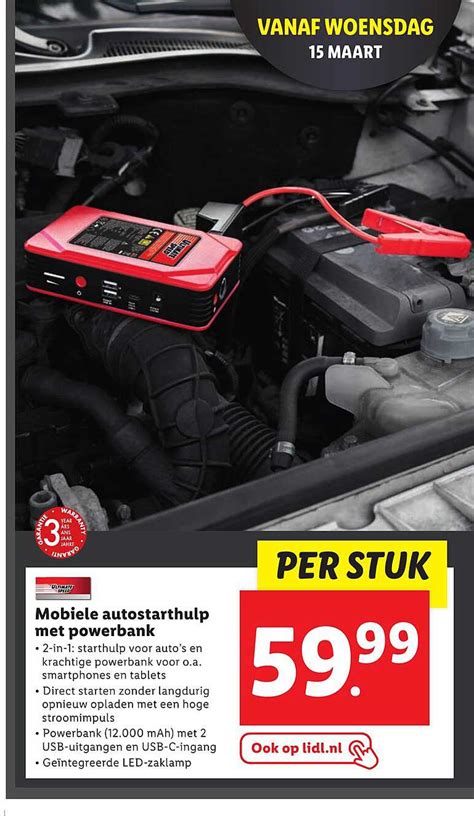 Ultimate Speed Mobiele Autostarthulp Met Powerbank Aanbieding Bij Lidl