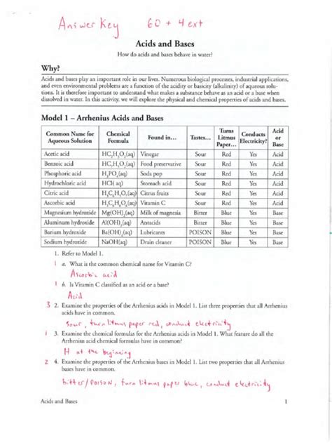 Acids And Bases Worksheet Answer Pdf Printable Pdf Template