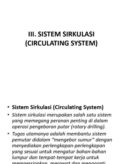 Iii Sistim Sirkulasi Circulating System Presentasi Pdf