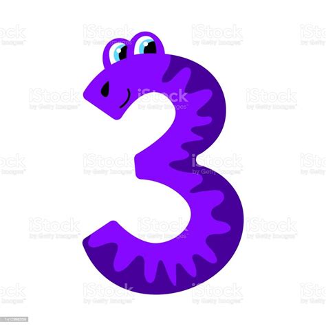 세 번째 숫자는 귀여운 괴물의 형태로 만들어집니다 눈으로 3 3에 대한 스톡 벡터 아트 및 기타 이미지 3 개념 귀여운 Istock