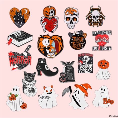 18 Styles Party T Goth Punk Dark Ghost Enamel Brooches Skull Devil