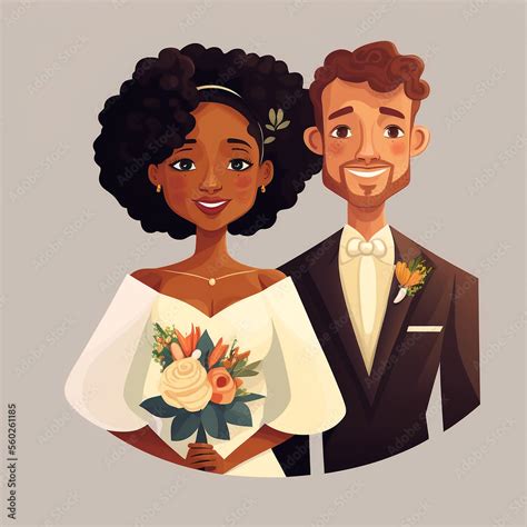 White Man And Black Woman Getting Married Bride And Groom At Wedding