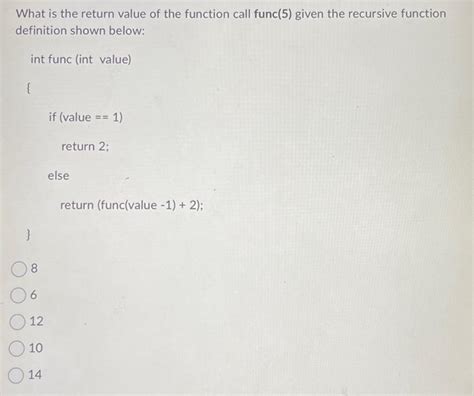 Solved What Is The Return Value Of The Function Call Func Chegg