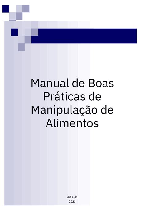 Manual De Boas Práticas Manuais Projetos Pesquisas Nutrição Docsity