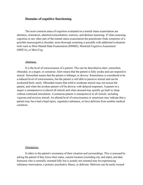 Domains Of Cognitive Functioning The Most Common Areas Of Cognition